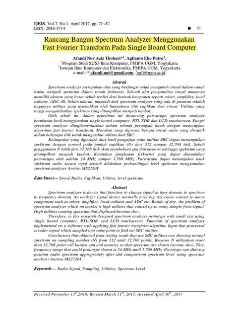 16417 49158 1 Pb Rancang Bangun Spectrum Analyzer Menggunakan Fast Fouier Transform Pada