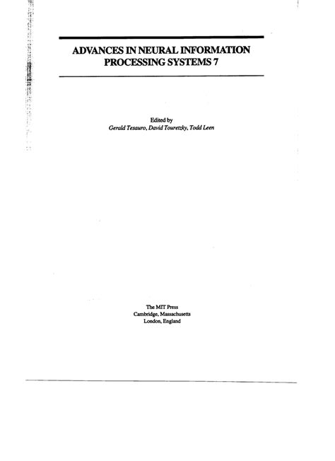 Pdf Published In Advances In Neural Information Processing Systems 7