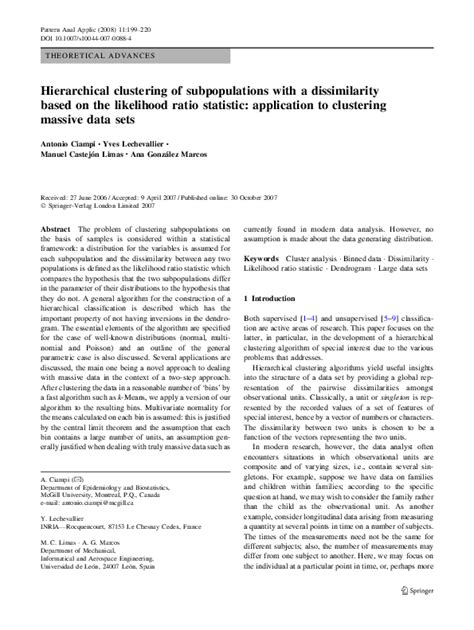 Pdf Hierarchical Clustering Of Subpopulations With A Dissimilarity Based On The Likelihood