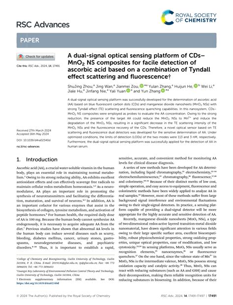 Pdf A Dual Signal Optical Sensing Platform Of Cdsmno2 Ns Composites