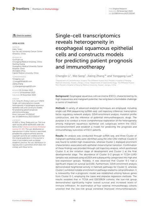 Pdf Single Cell Transcriptomics Reveals Heterogeneity In Esophageal
