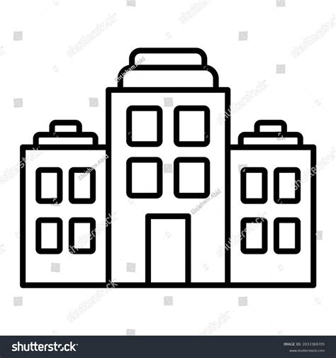 Office Building Vector Outline Icon Isolated Stock Vector Royalty Free