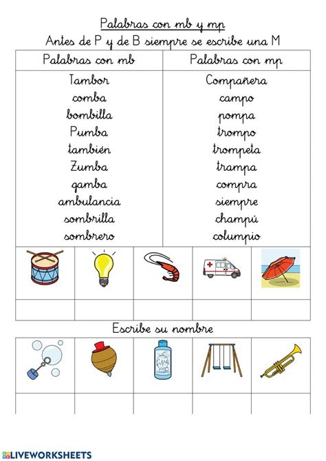 Mp Mb Y Pronombres Worksheet Actividades De Ortograf A Actividades