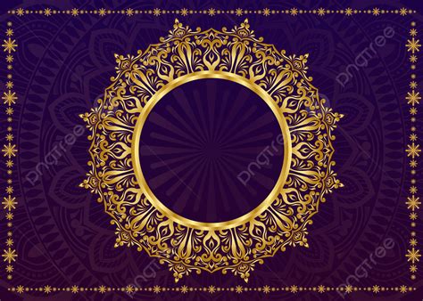 Luxury Golden Circle Frame Background With Vintage Mandala Gold
