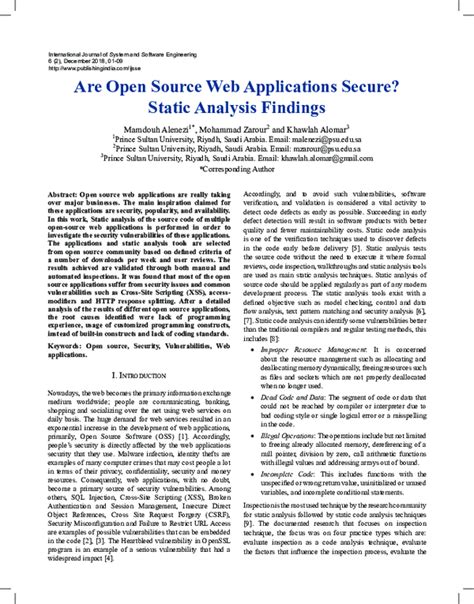 Pdf Are Open Source Web Applications Secure Static Analysis Findings
