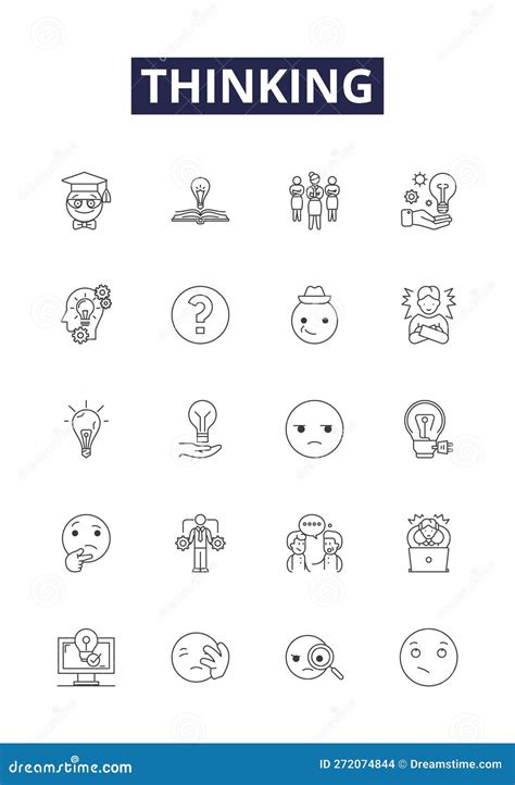 Thinking Line Vector Icons And Signs Pondering Considering Reasoning Brainstorming