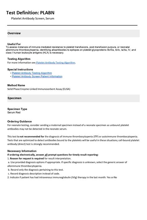 Bahrain Medical Laboratory Platelet Antibody Screen Serum
