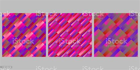 Gradient Seamless Abstract Diagonal Stripe Pattern Background Design Set Stock Illustration