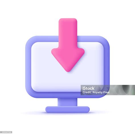 업로드 다운로드 화살표가 있는 컴퓨터 모니터 화면 데이터베이스 파일 다운로드 클라우드 스토리지 개념 3d 벡터 아이콘입니다 카툰 미니멀 스타일 3차원 형태에 대한 스톡 벡터