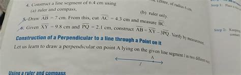 4 Construct A Line Segment Of 64 Cm Using A Ruler And Compass B Ru