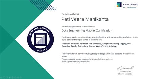 Datascience Machinelearning Dataengineering Ai Certification Veera Manikanta Pati