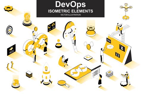 Devops Bundle Of Isometric Elements 2863895 Vector Art At Vecteezy