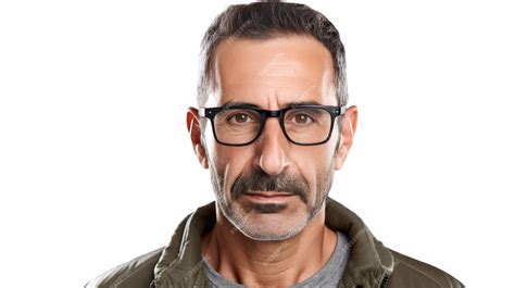 Stylish Male Model In Glasses Against A White Background Premium Ai