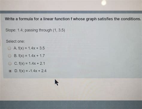 Solved Write A Formula For A Linear Function F Whose Graph Chegg Com