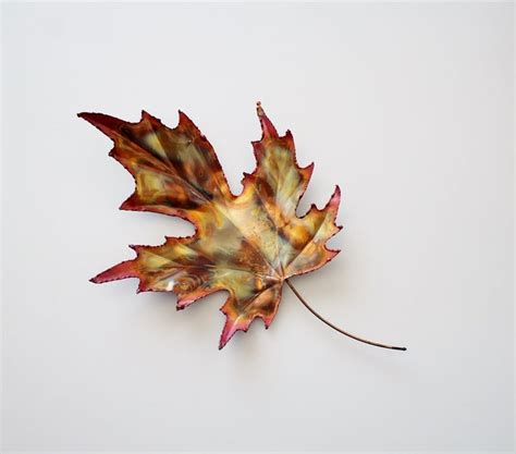 Vintage Copper Leaf Wall Hanging Signed Sculpture Art Autumn Etsy Vintage Copper Sculpture