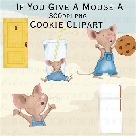 If You Give A Mouse A Cookie Hand Drawn Clipart Etsy