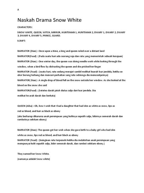 Naskah Drama Snow White Pdf Snow White Fantasy Characters