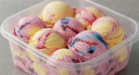 Colorful Neapolitan Ice Cream Various Scoops And Tutti Frutti Flavors