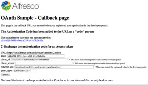 Alfresco Oauth Sample Application