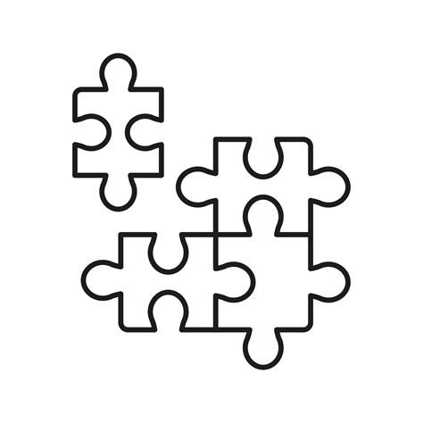 Puzzle Pieces Teamwork Logic Game Idea Outline Icon Jigsaw Square Matches Linear Pictogram