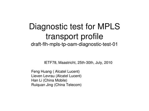 ppt diagnostic test for mpls transport profile draft flh mpls tp oam