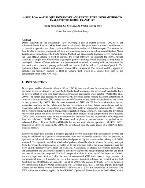 Pdf A Shallow Water Equation Solver And Particle Tracking Method To Evaluate The Debris Transport