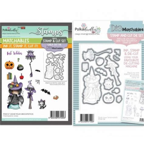 Grab Your Broom Stick Stamp And Die Combo Polkadoodles Teaspoon Of Fun