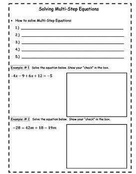 Bundle Solving Multi Step Equations By Pre Algebra And Algebra Resources