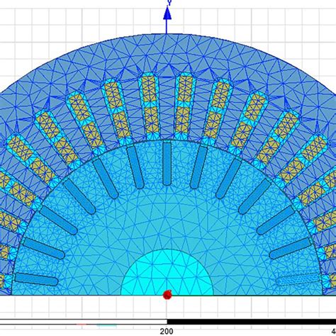 Finite Element Mesh Of The Modeled Machine In Maxwell Software