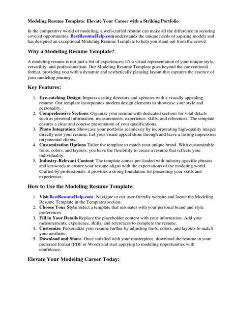 Modeling Resume Template Pdf Résumé Fashion Modeling Resume Template Pdf Résumé Fashion