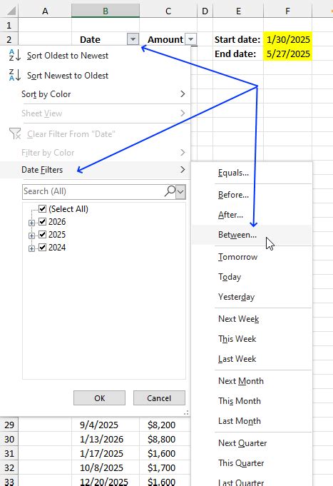 Extract Records Between Two Dates
