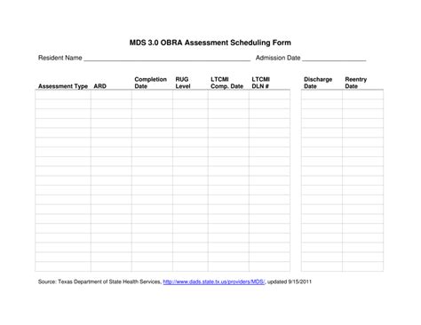 Texas Mds 30 Obra Assessment Scheduling Form Fill Out Sign Online