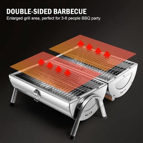 Barbecue Portable 2 En 1 Barbecue à Charbon Inox Bbq Grill Mini Barbecue De Table Transportable