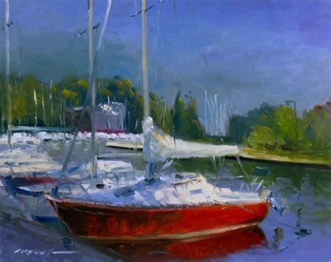 Peter Cheung Red Boat Oakville Harbour Summer And Grace Gallery