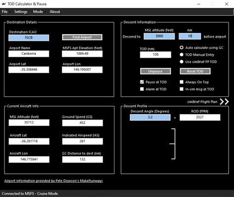 Tod Calculator And Pause For Microsoft Flight Simulator Msfs