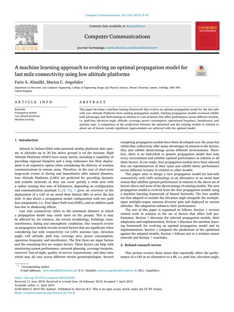 pdf a machine learning approach to evolving an optimal propagation