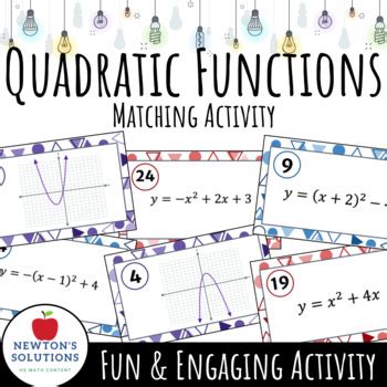 Vertex Form Of A Quadratic Matching Activity By Newton S Solutions
