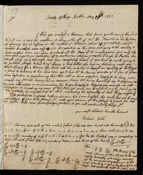 Letter From Richard Dobbs To James Jurin Dated At Trinity College Dublin The Royal Society