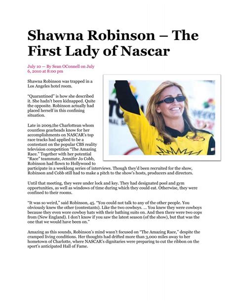 Shawna Robinson The First Lady Of Nascar