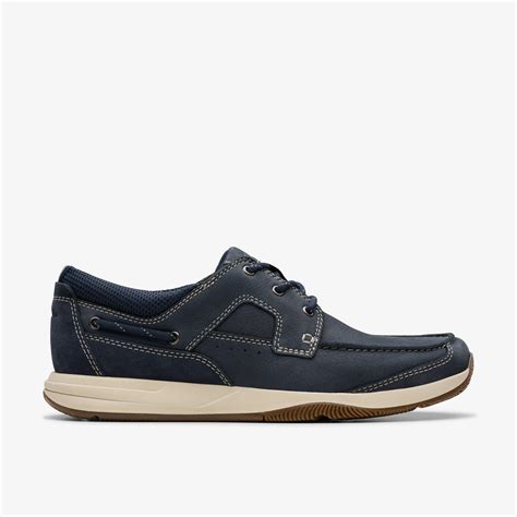 Mens Sailview Lace Navy Nubuck Boat Shoes Clarks