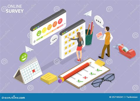 3d Isometric Flat Vector Conceptual Illustration Of Online Survey Stock Vector Illustration Of