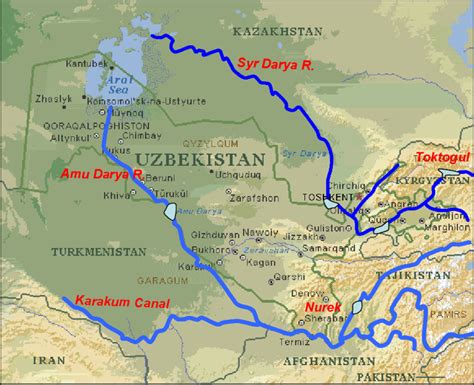 World Central Asian Rivers Syr Darya Amu Darya Zeravshan And Panj