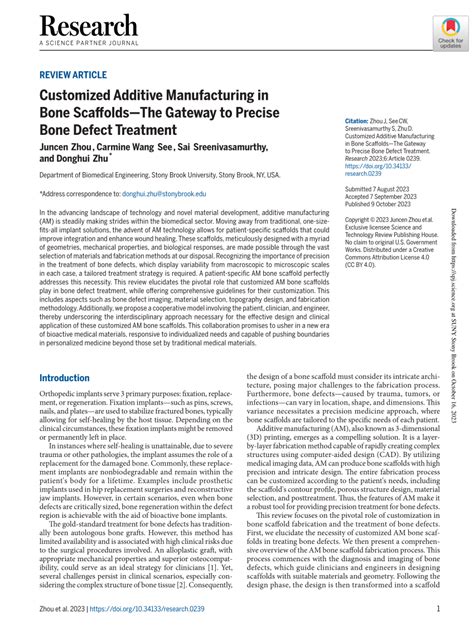 Pdf Customized Additive Manufacturing In Bone Scaffolds—the Gateway To Precise Bone Defect