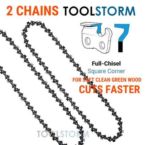 2x Chainsaw Chain Full Chisel For Ryobi Electric Chainsaw Rcs2340 Toolstorm