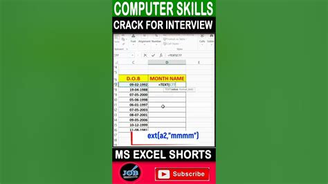 Get Months Name From Dates In Excel Shorts Shorts Viralvideo Exceltips Youtubeshorts Youtube