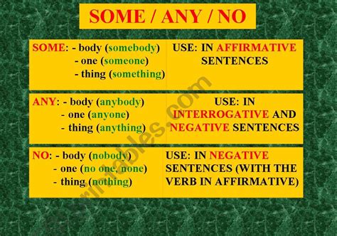Some Any No презентация 3 класс