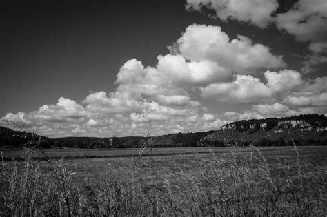 Meadow Cloudy Tree Way Bayern Greyscale Bavaria Sky Photo