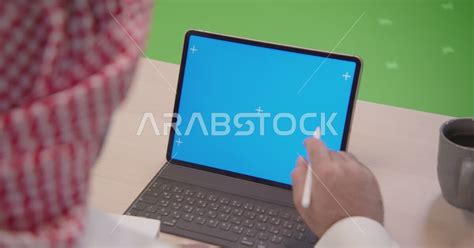 Using A Tablet Pen To Click On Something Modern Technological Means For Easy Remote Work Close