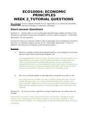 Understanding Economic Principles Week Tutorial Questions Course Hero