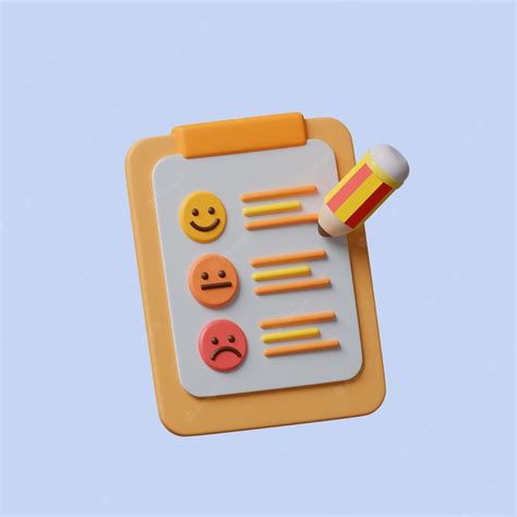 온라인 피드백 설문 조사 고객 만족도 설문 조사 및 설문지 개념 최소한의 디자인 3d 렌더링 아이콘 그림 프리미엄 사진